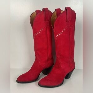 Justin Boots | Shoes | Vintage 7s Justin Red Suede Cowgirl Boots 6 B ...